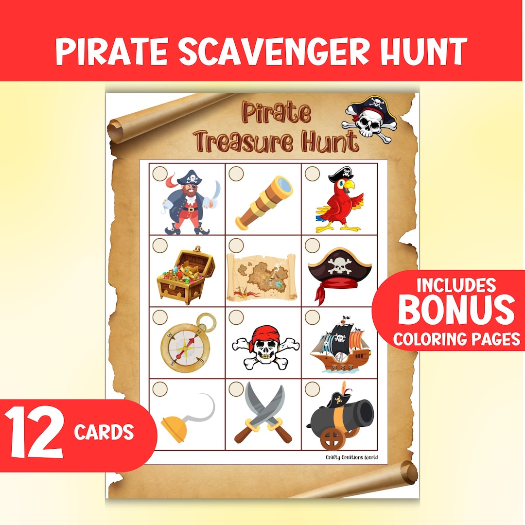 Pirate Scavenger Hunt for Kids, Indoor or Outdoor School Holiday ...