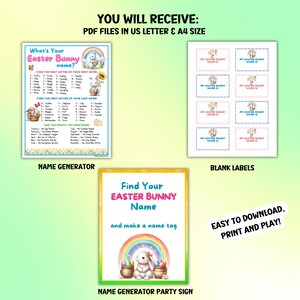 Whats Your Easter Bunny Name Party Game for Kids, Rabbit Label ...