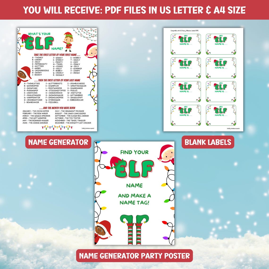 Elf Name Generator, Christmas Printable Game for Kids, What's Your Elf ...