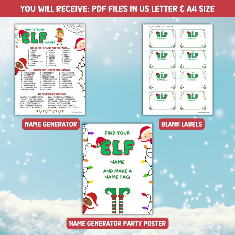 Elf Name Generator, Christmas Printable Game for Kids, What's Your Elf ...