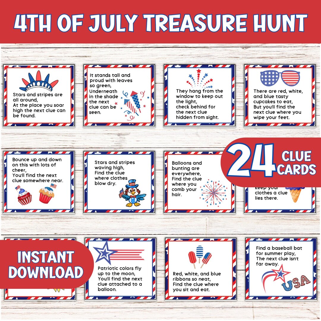 4th of July Scavenger Hunt, Independence Day Family Game, Treasure Hunt ...