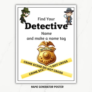 What's Your Detective Name Game for Kids, Birthday Party Label ...