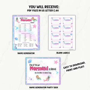 Whats Your Mermaid Name Party Game for Kids, Under the Sea Name ...