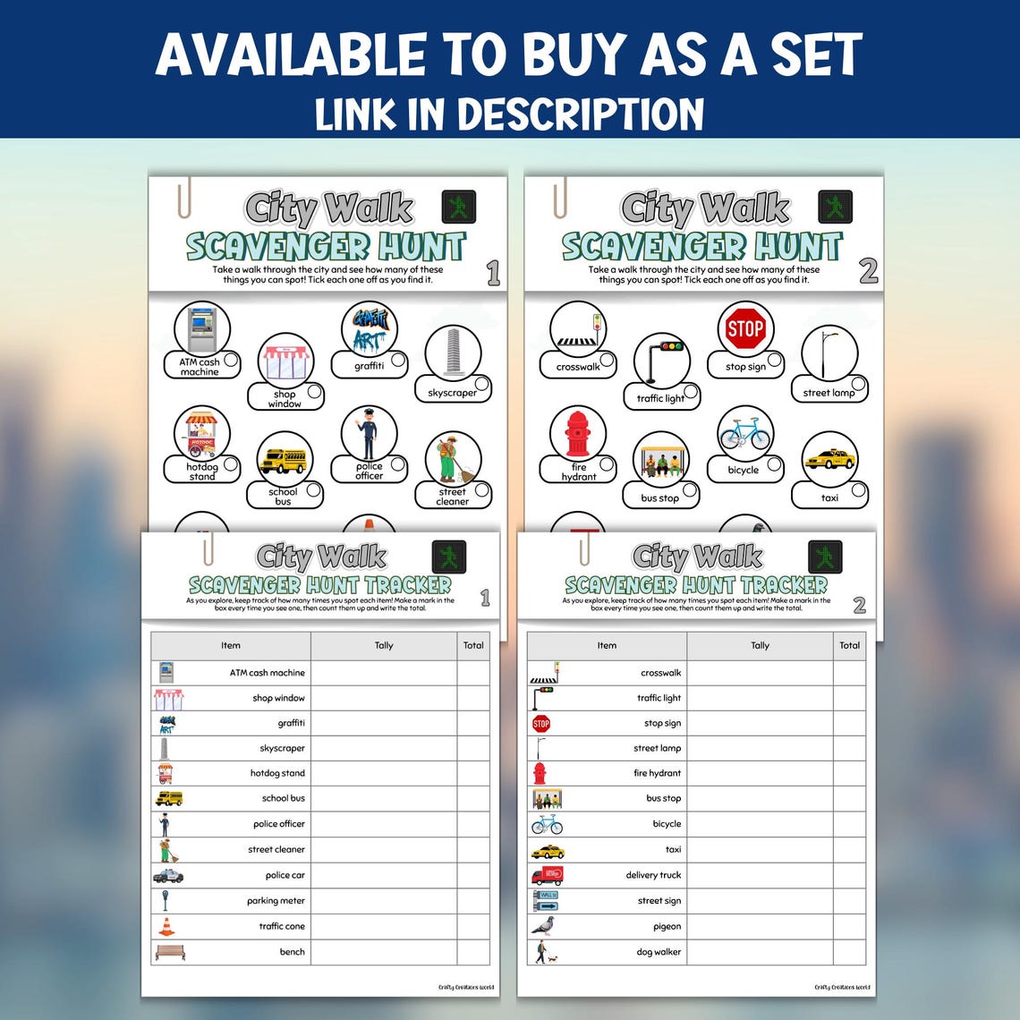 City Walk Scavenger Hunt Printable for Kids, Urban Adventure Game ...