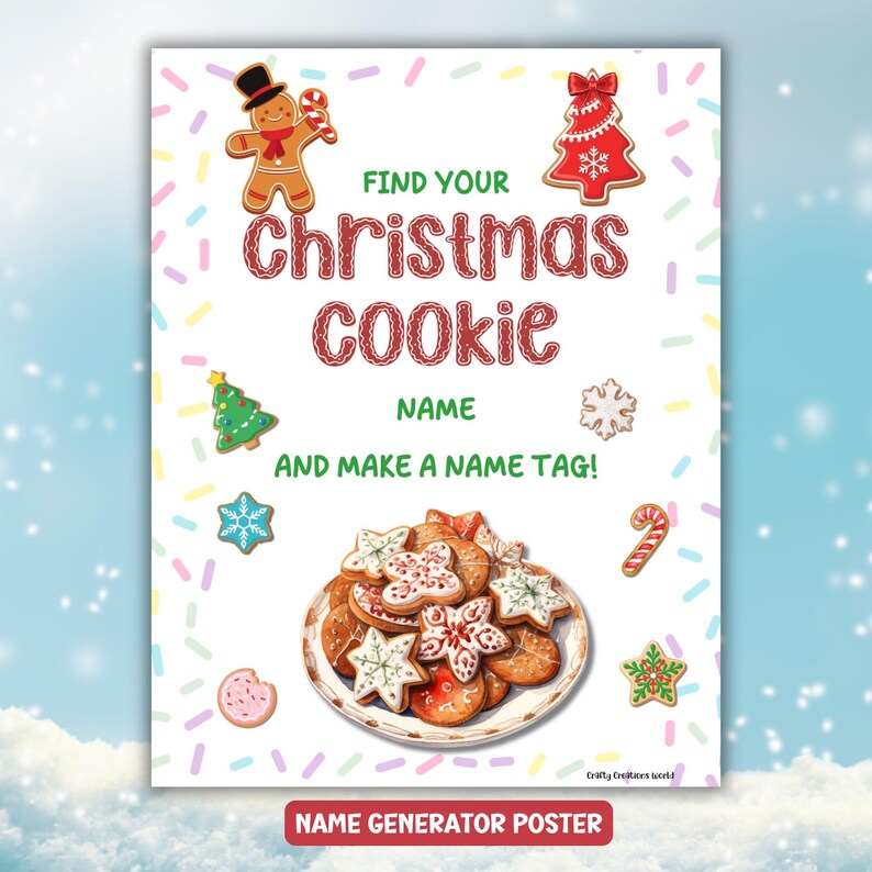 Christmas Cookie Name Game, Xmas Printable Name Generator for Kids ...
