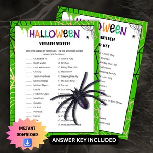 Halloween Match the Villains Game, Fun Family Activity, Social Event ...