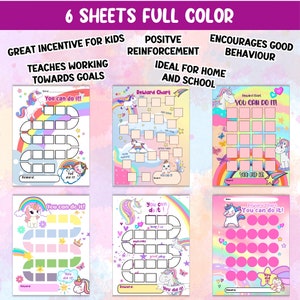 Unicorn Reward Chart Bundle, Child Task Tracker, Homeschool Sticker ...