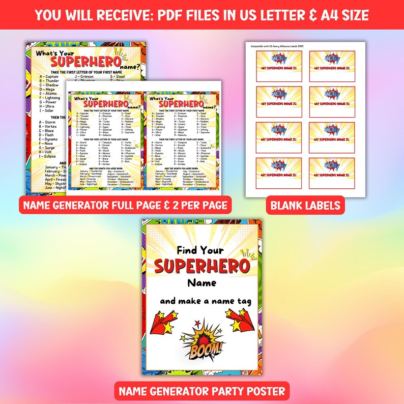 Whats Your Superhero Name Party Game for Kids, Comic Name Generator ...