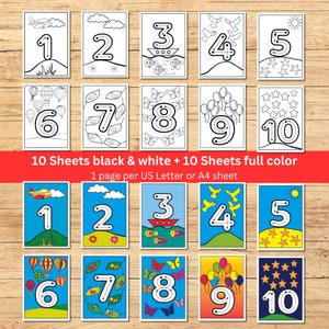 Number Tracing Worksheets, Color and Counting Pages, Homeschool ...