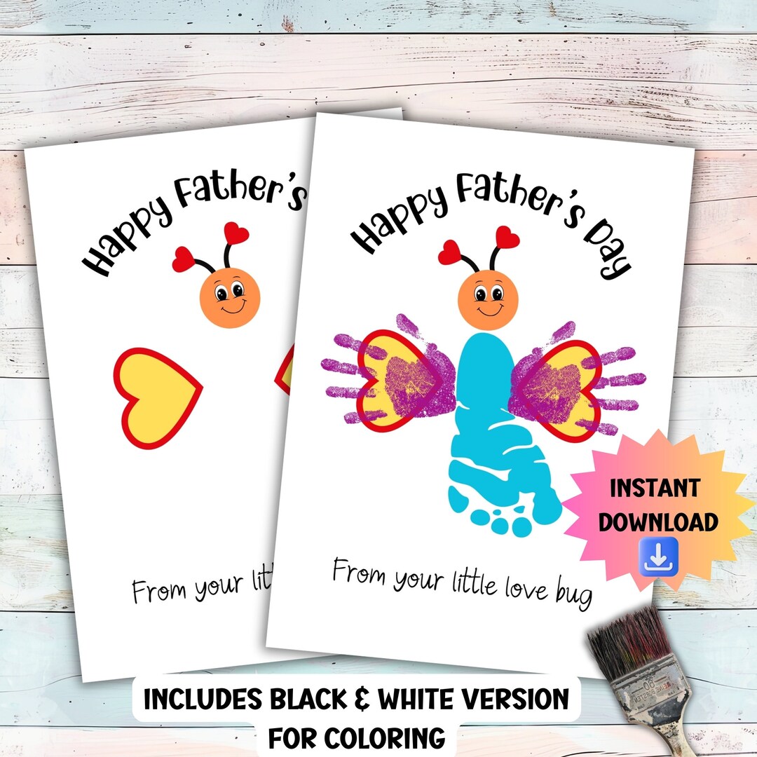 Fathers Day Gift Handprint Art Kit DIY Printable for Kids Classroom ...