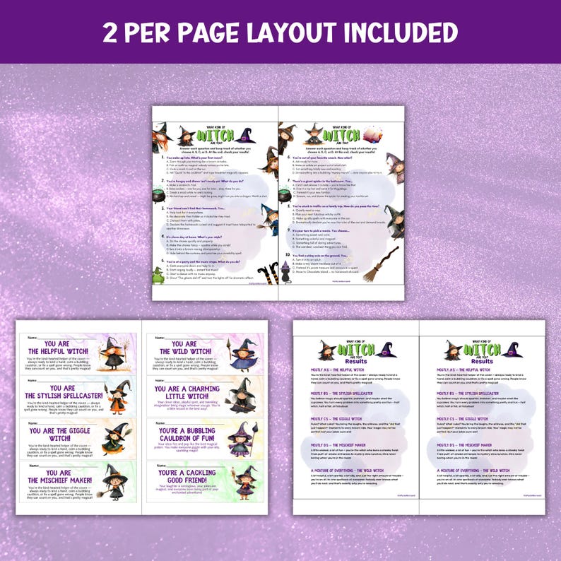 Printable Witches Personality Quiz, Halloween Party Game, Kids Witch ...