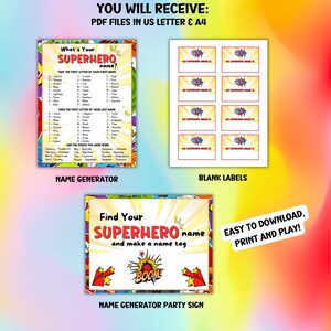 Whats Your Superhero Name Party Game for Kids, Comic Name Generator ...