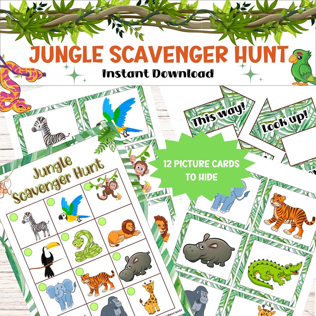 Jungle Scavenger Hunt for Kids, Indoor or Outdoor Holiday Activity ...