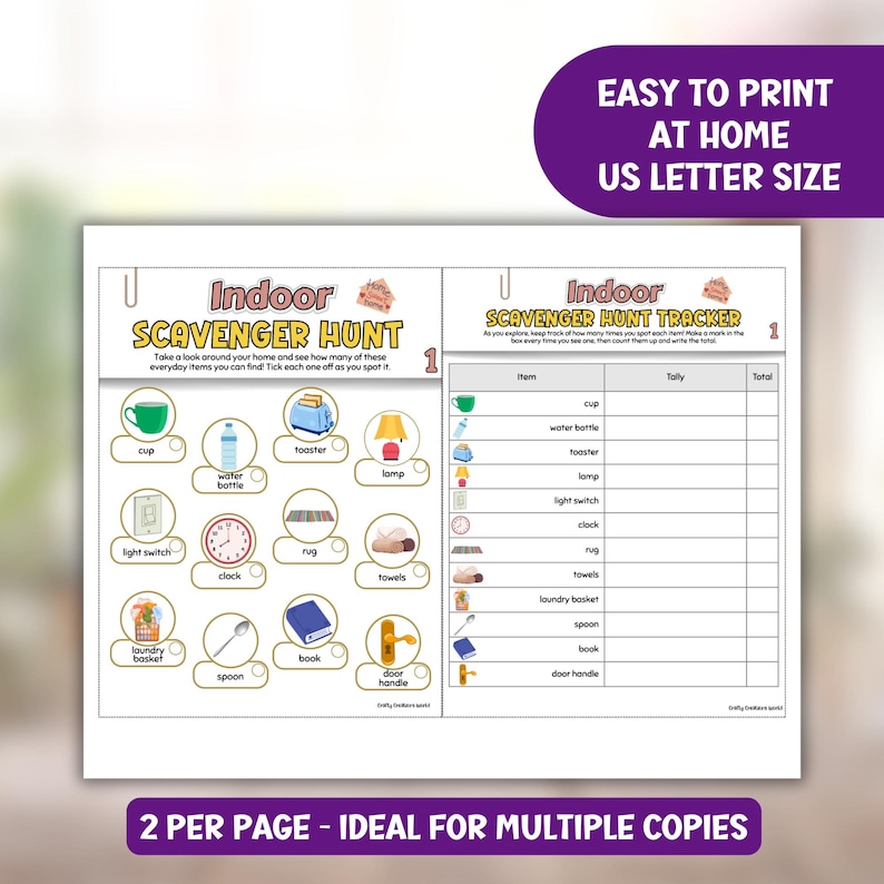 Indoor Scavenger Hunt Printable for Kids, Indoor Screen Free Game ...