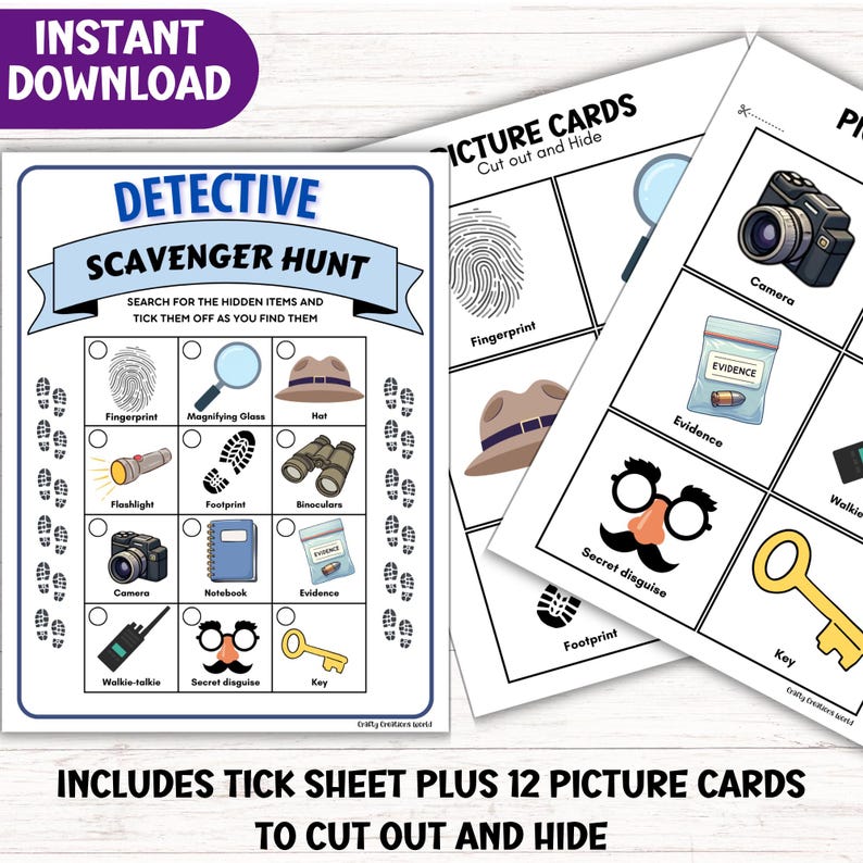 Detective Scavenger Hunt for Kids, Indoor or Outdoor Activity, Treasure ...