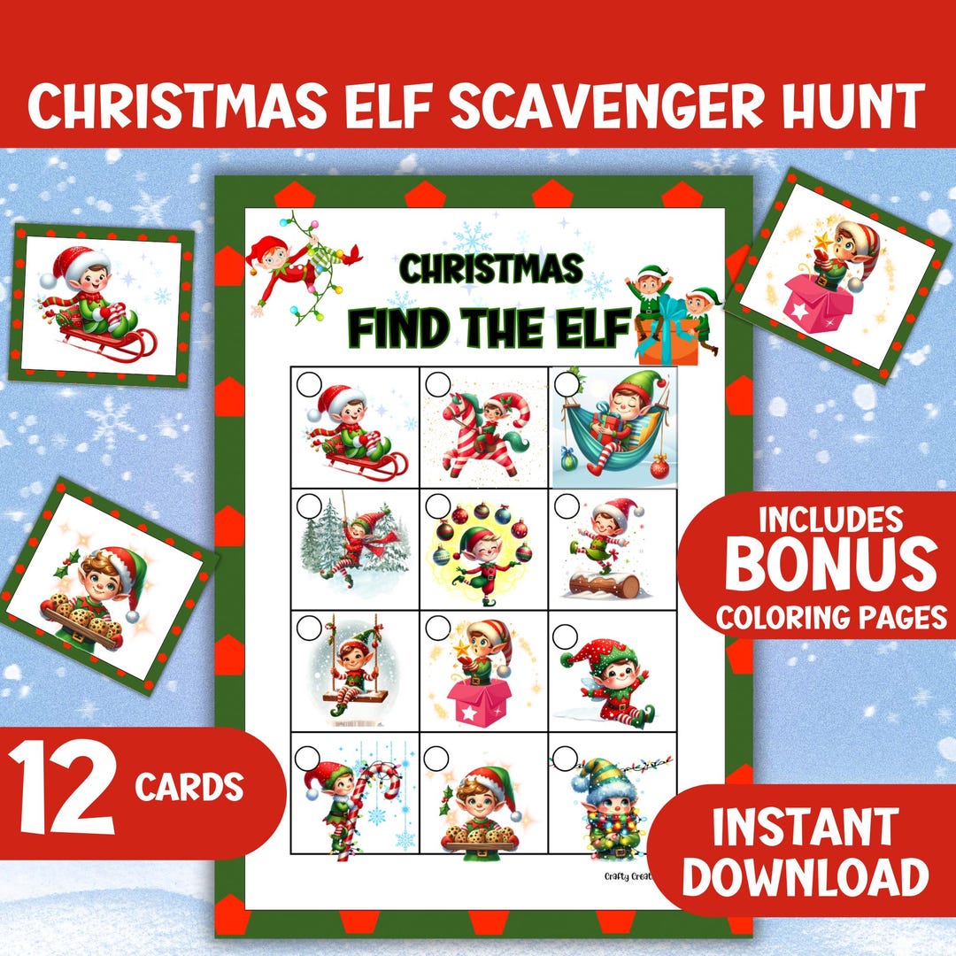 Christmas Elf Hunt, Find the Elf, Elf Arrival Game, Indoor or Outdoor ...