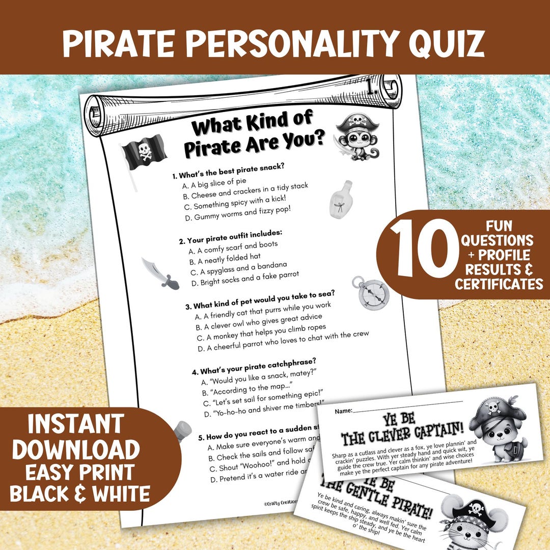 Pirates Quiz Game, Pirate Theme Party Icebreaker, Fun Sea Adventure ...