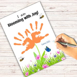 Spring Handprint Printable, Positive Affirmation Print, Garden Flowers ...