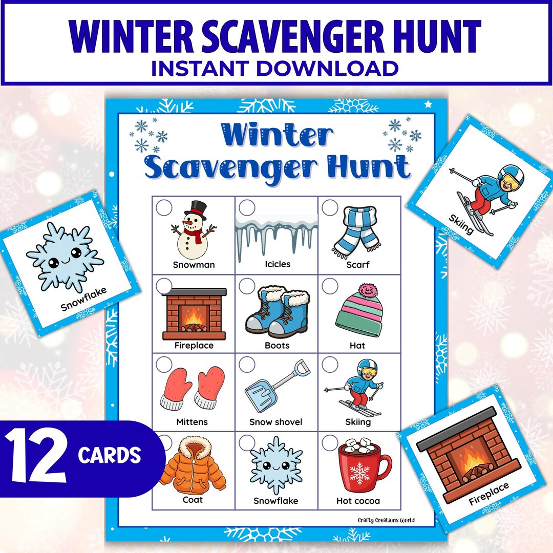 Winter Scavenger Hunt Game, Indoor Winter Activity, Printable Seek and ...