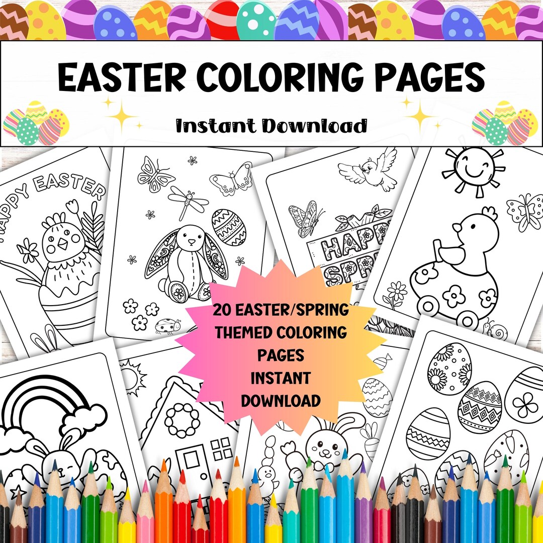 Easter Coloring Pages for Kids Bundle, Easter Kids Activity, Classroom ...
