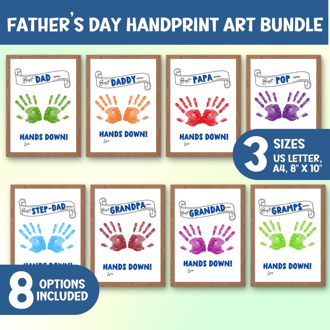 Father's Day Handprint Craft for Dad Daddy Papa Grandpa Grandad Pop ...