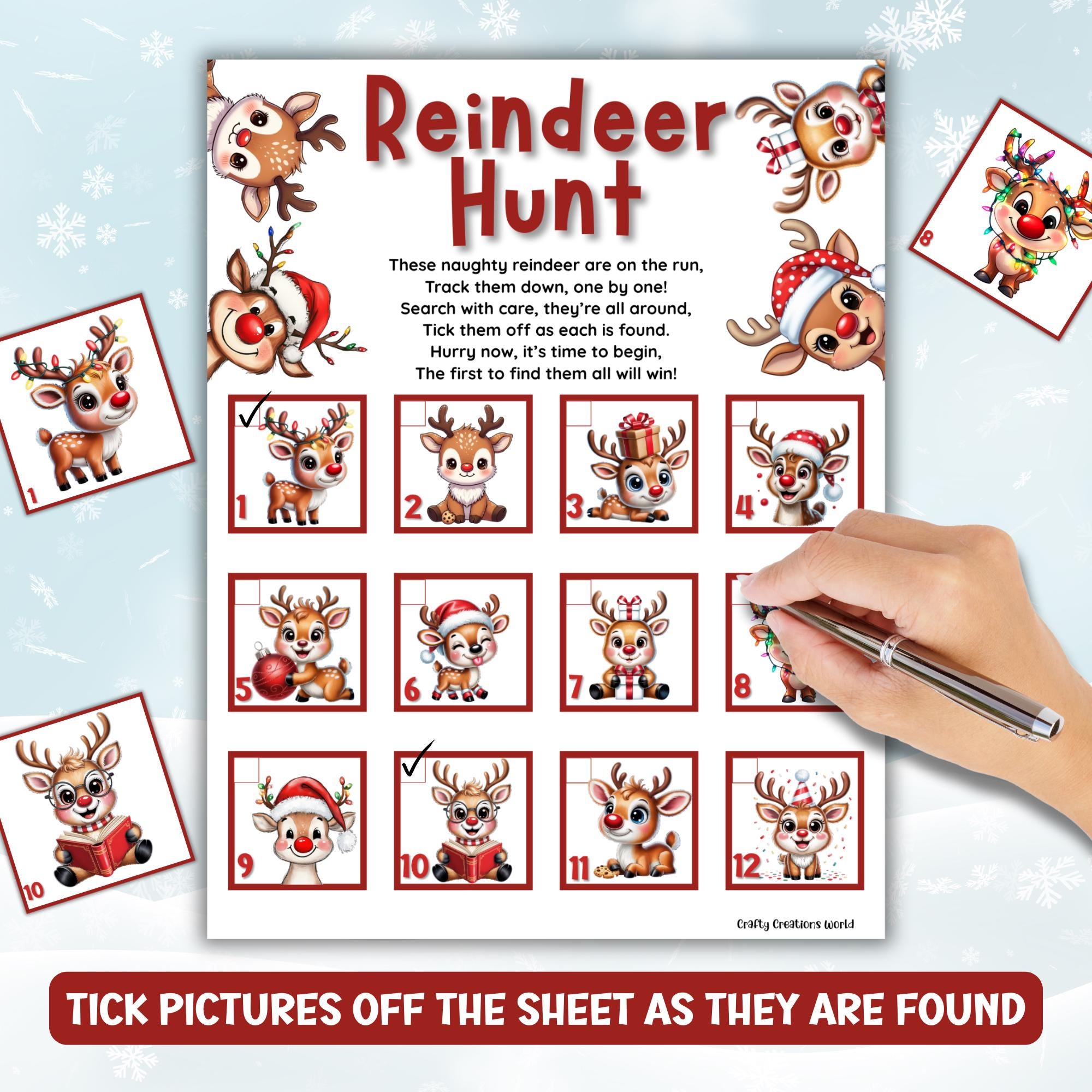 Reindeer Hunt Party Game Printable, Christmas Scavenger Hunt for Kids ...