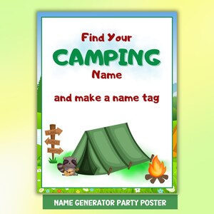 Whats Your Camping Name Game for Kids, Summer Camp Label Generator ...