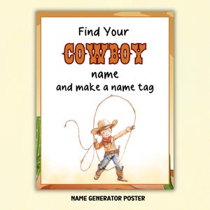 Whats Your Cowboy Name Party Game for Kids, Wild West Name Generator ...