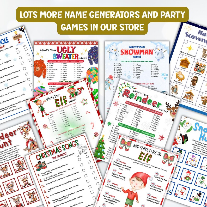 New Year's Name Game, Party Name Generator, Printable ID Tags, End of ...