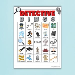 Detective Bingo Game, Printable Kids Activity for Parties, Classroom ...