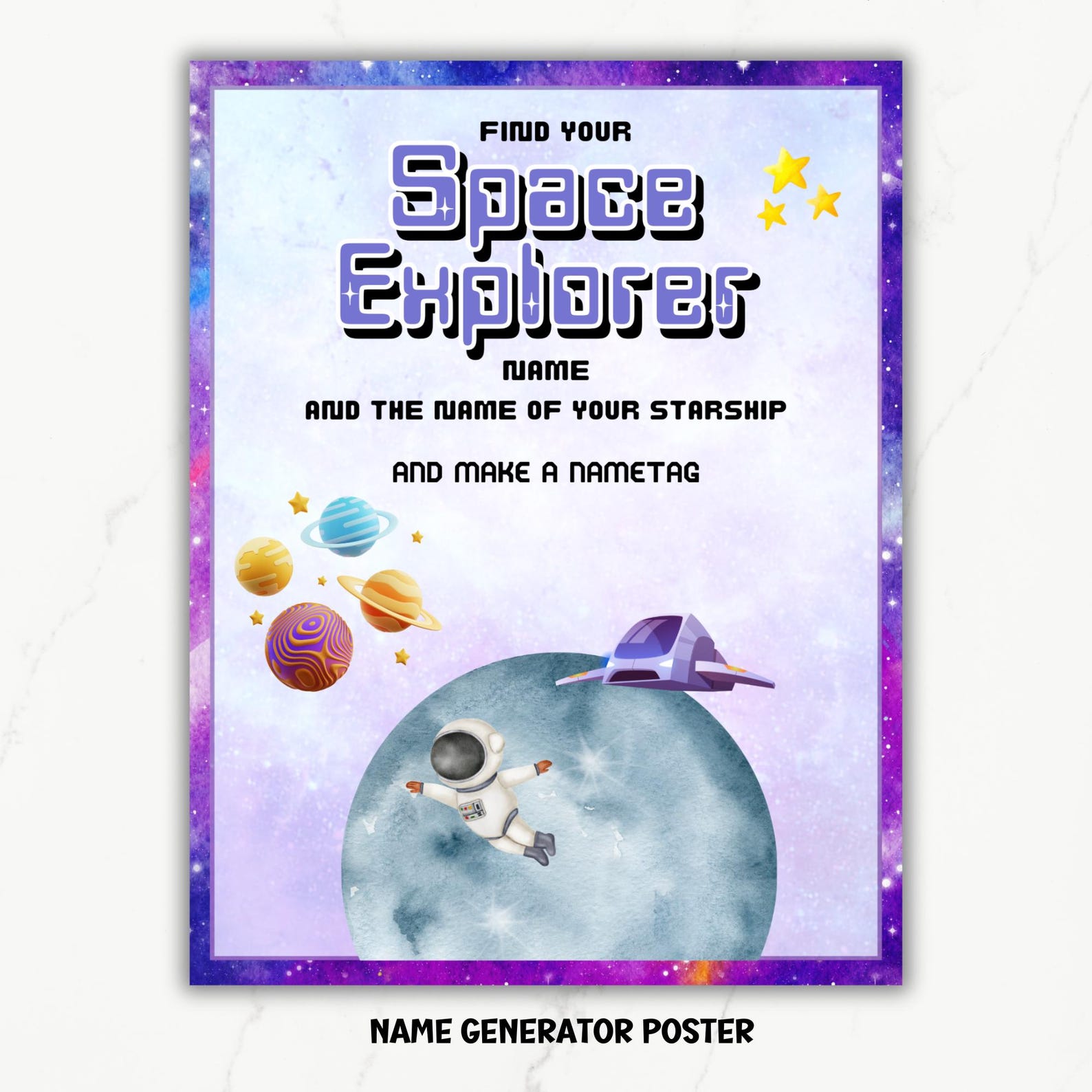 What's Your Space Explorer Name, Outer Space Activity for Kids ...