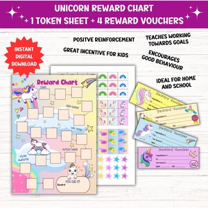 Unicorn Reward Chart, Child Task Tracker, Homeschool Sticker Chart ...