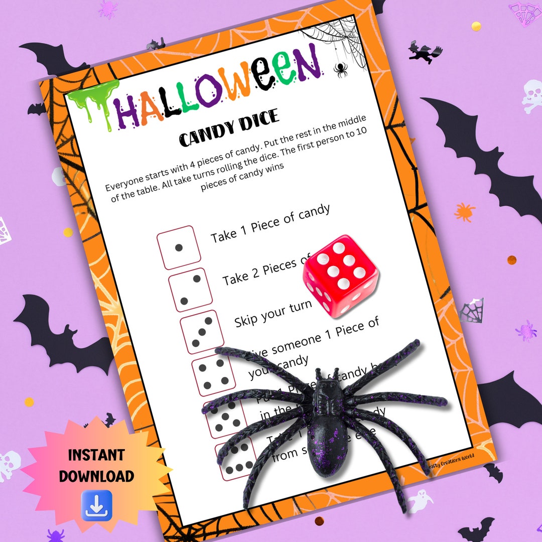 Halloween Candy Dice Party Game, Fun Family Activity, Halloween Games ...