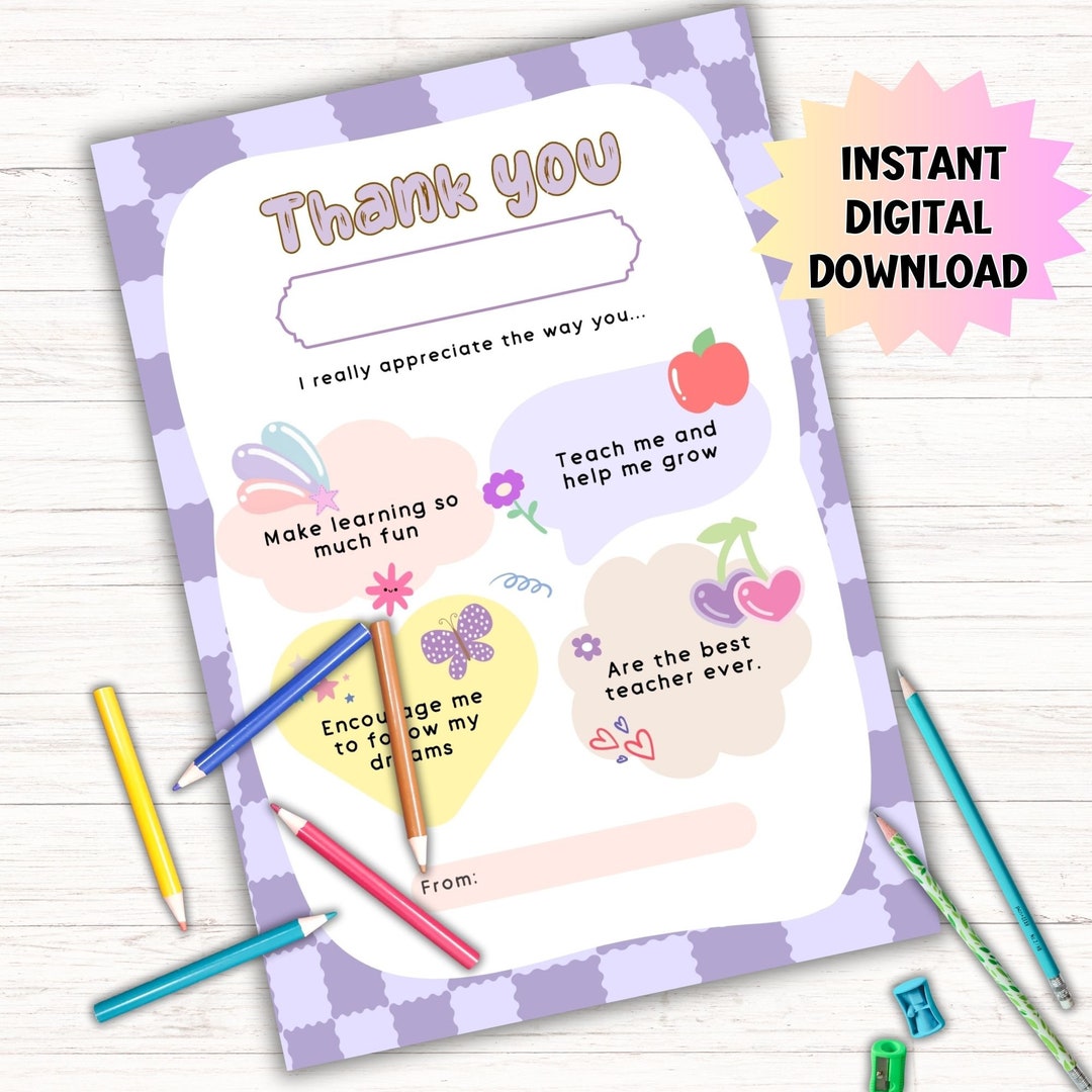 Teacher Appreciation Printable, Thank You Teacher Gift, All About My ...