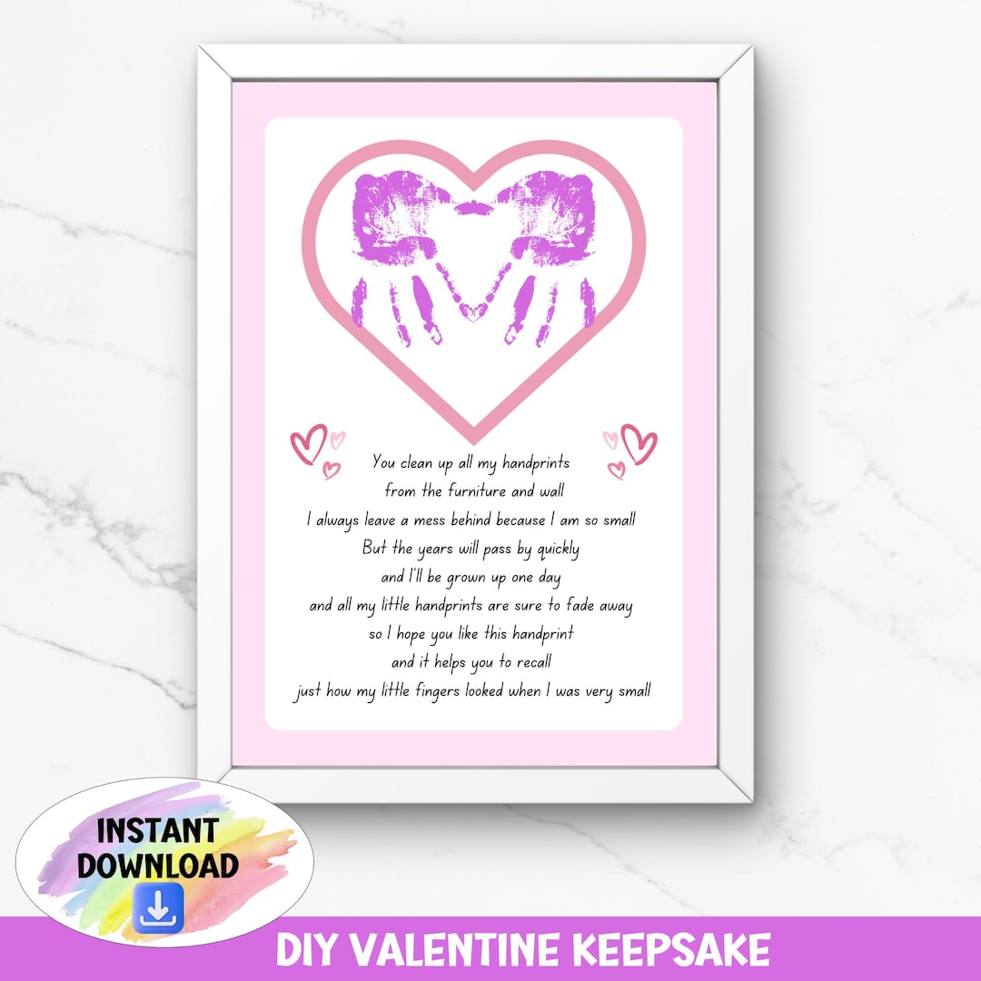 Valentine's Day Handprint Poem, Handprint Poem Gift for Mom, Gift for ...