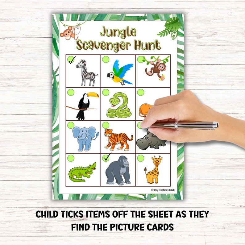 Jungle Scavenger Hunt for Kids, Indoor or Outdoor Holiday Activity ...