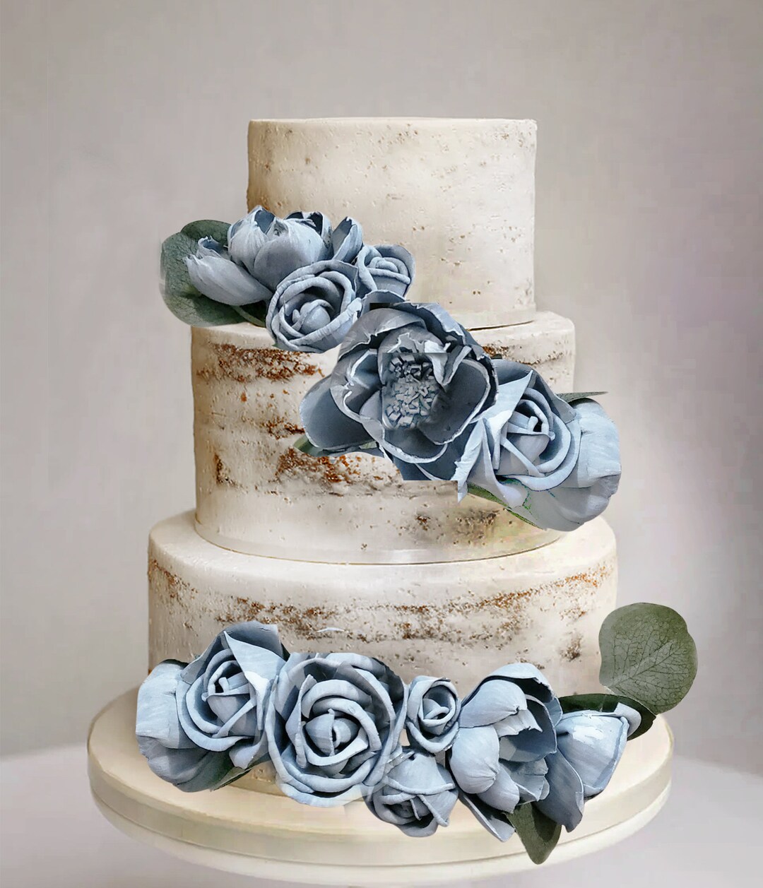 Dusty Blue Sola Wood Wedding Cake Flowers, Reusable Light Blue Wedding ...