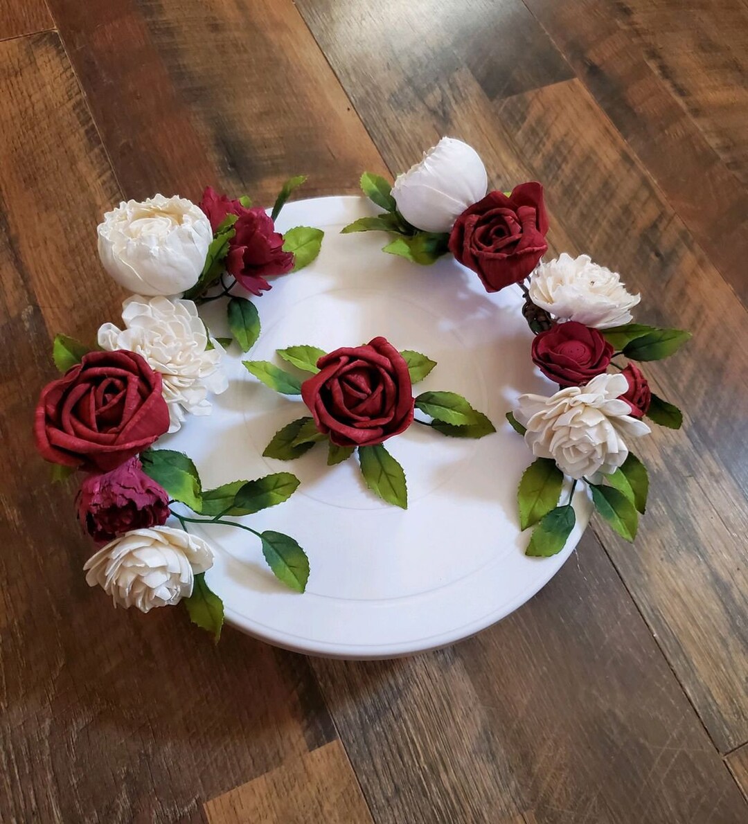 3PC Maroon Cake Flower Set, Burgundy Wedding Cake Flowers, Maroon Sola ...