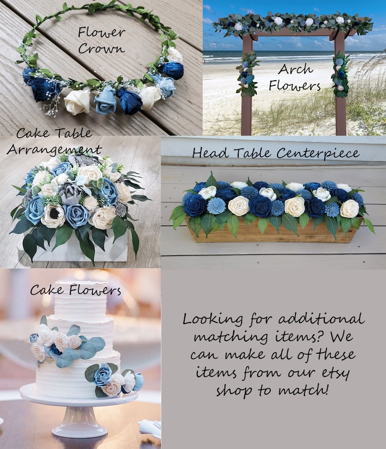 Dusty Blue Navy White Sola Wood Pin on or Wrist Corsage Blue - Etsy