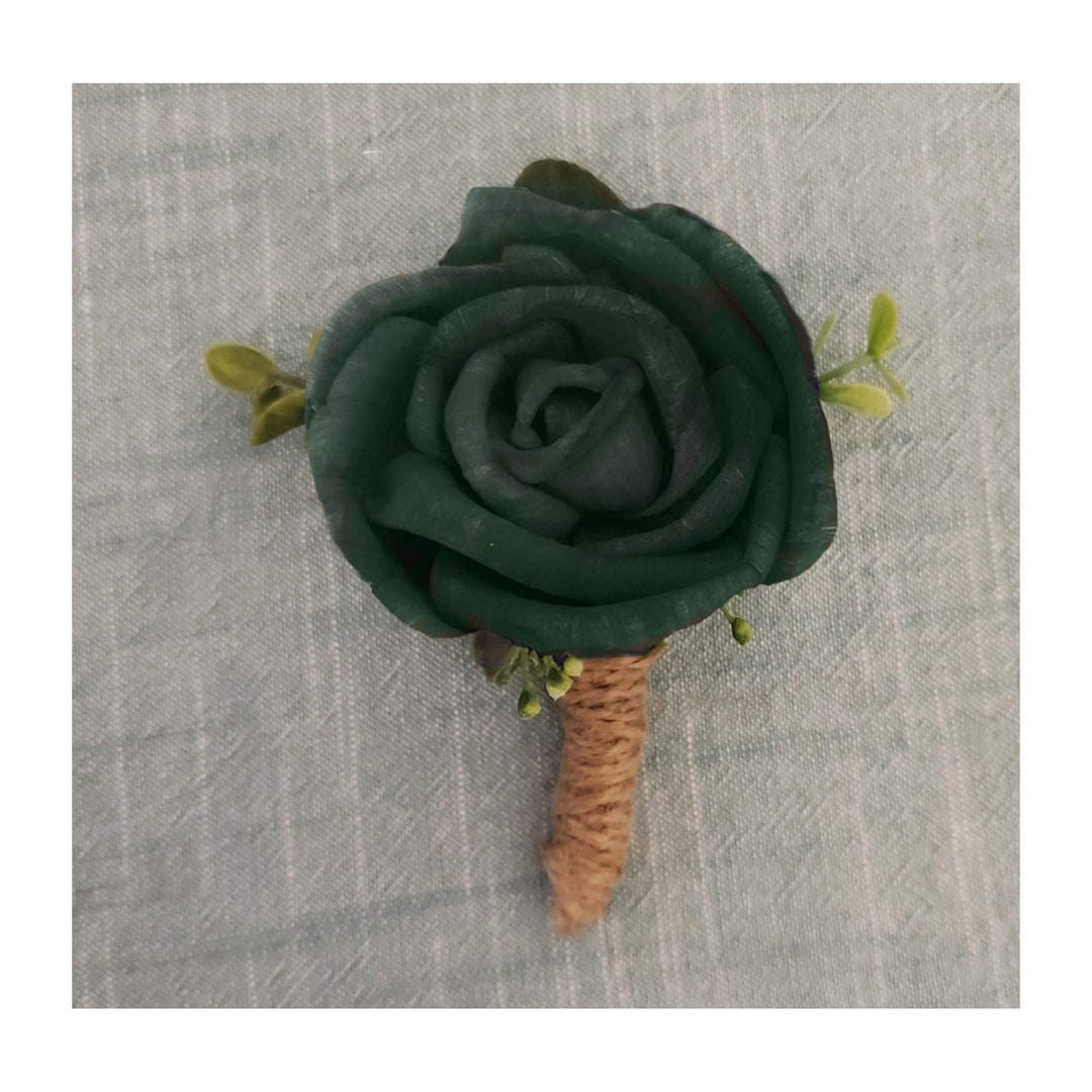 Forest Green Rose Boutonniere, BOHO Eucalyptus Sola Wood Wedding Flowers Father of the Bride ...
