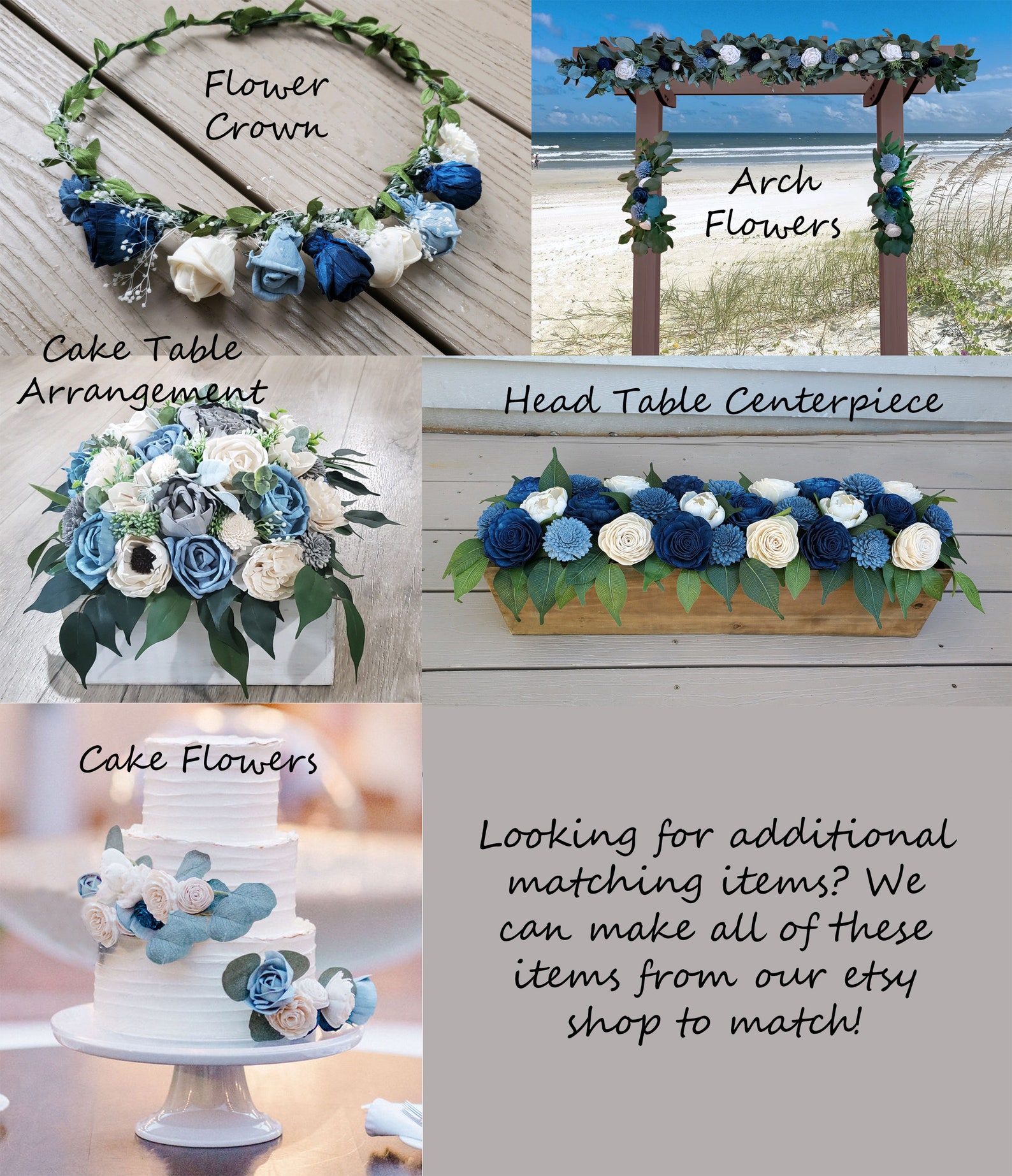 Navy Blue Gray Flower Centerpieces Gray Navy Centerpieces - Etsy