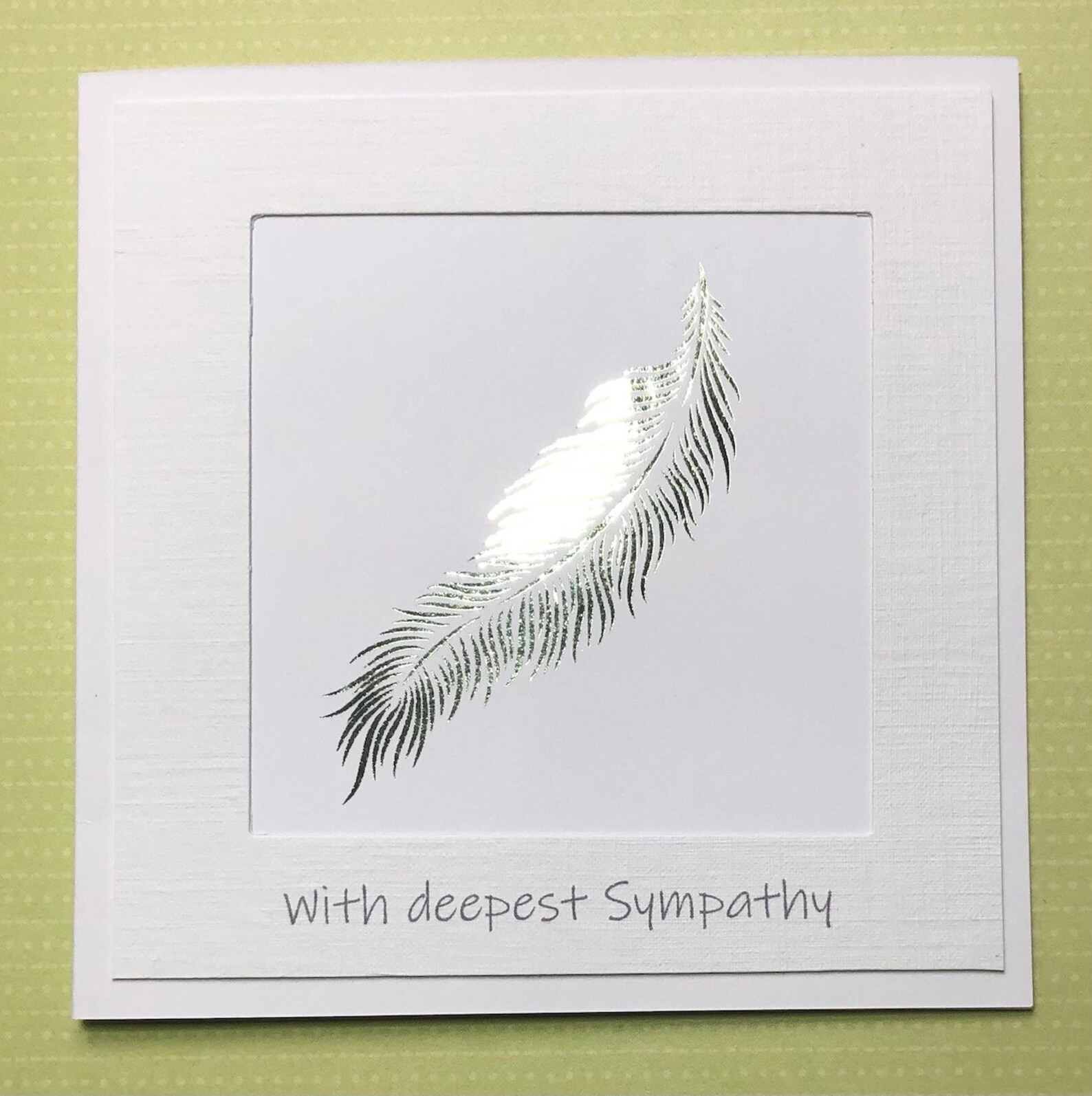 Sympathy Silver Feather Hand Made Card - Etsy