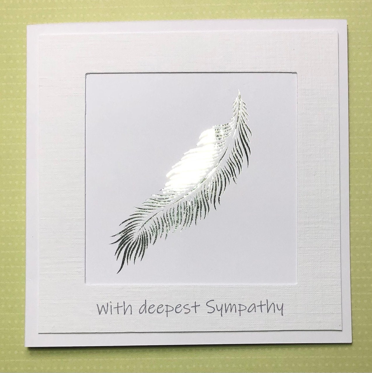 Sympathy Silver Feather Hand Made Card - Etsy