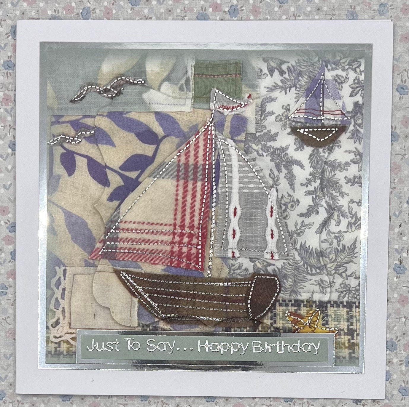 SAILING BOAT Happy Birthday Boat A Hand Made Silver 3D Layered Foiled ...