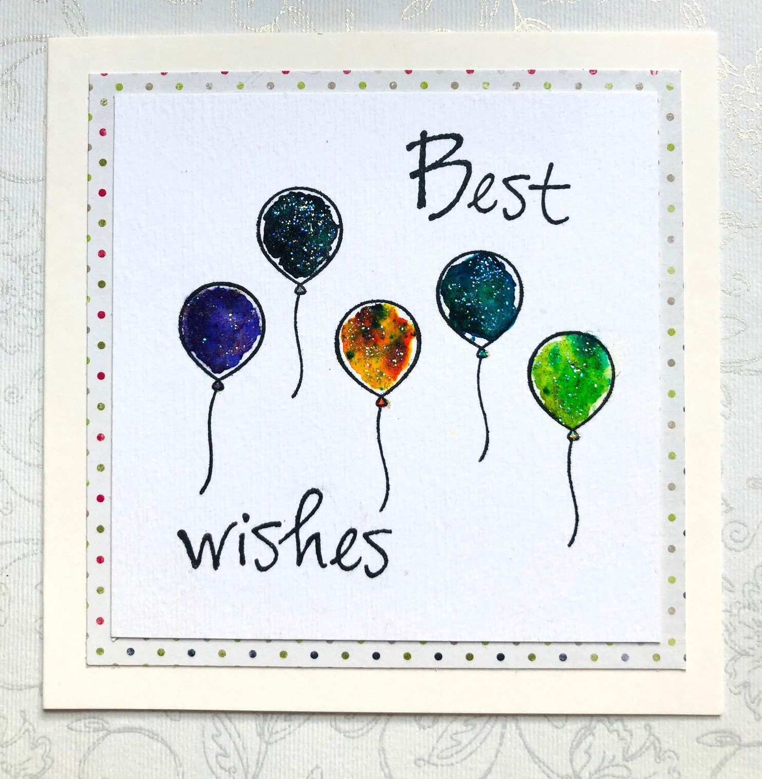 Hand Made Sparkling "best Wishes" Balloon Card Male or Female - Etsy