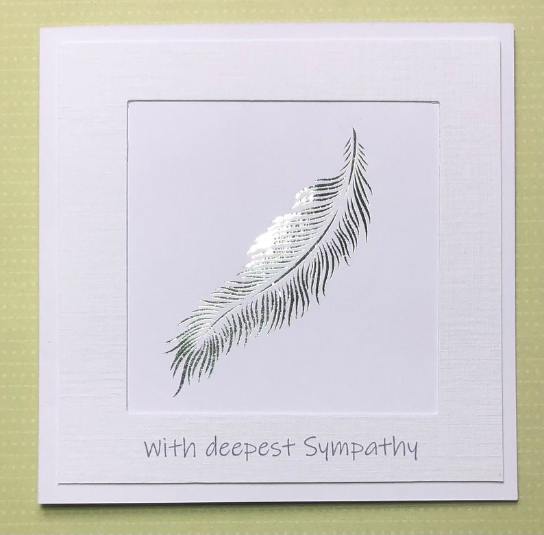 Sympathy Silver Feather Hand Made Card - Etsy