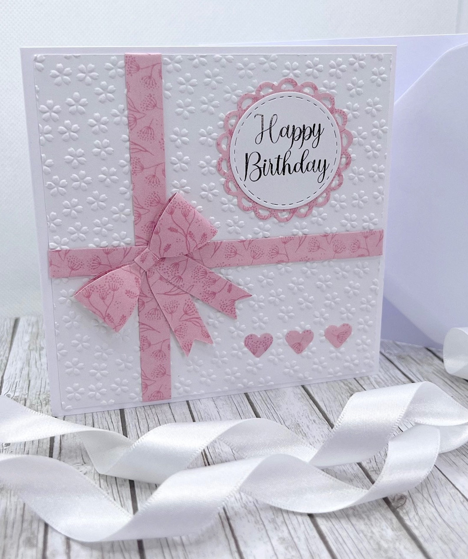 Hand Made Happy Birthday Pink 3D Embossed Gift Foiled Card - Etsy