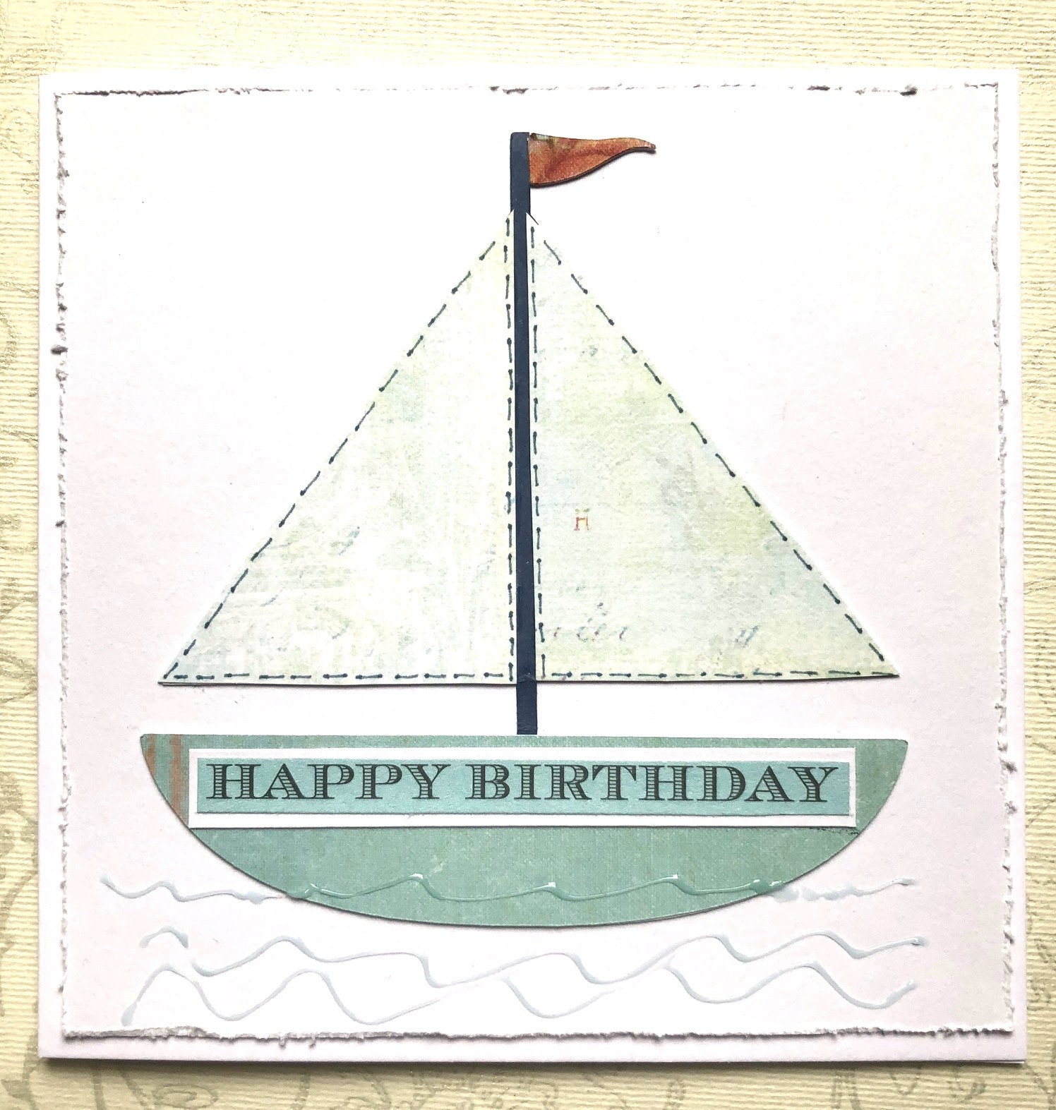 Handmade Happy Birthday Boat Card - Etsy