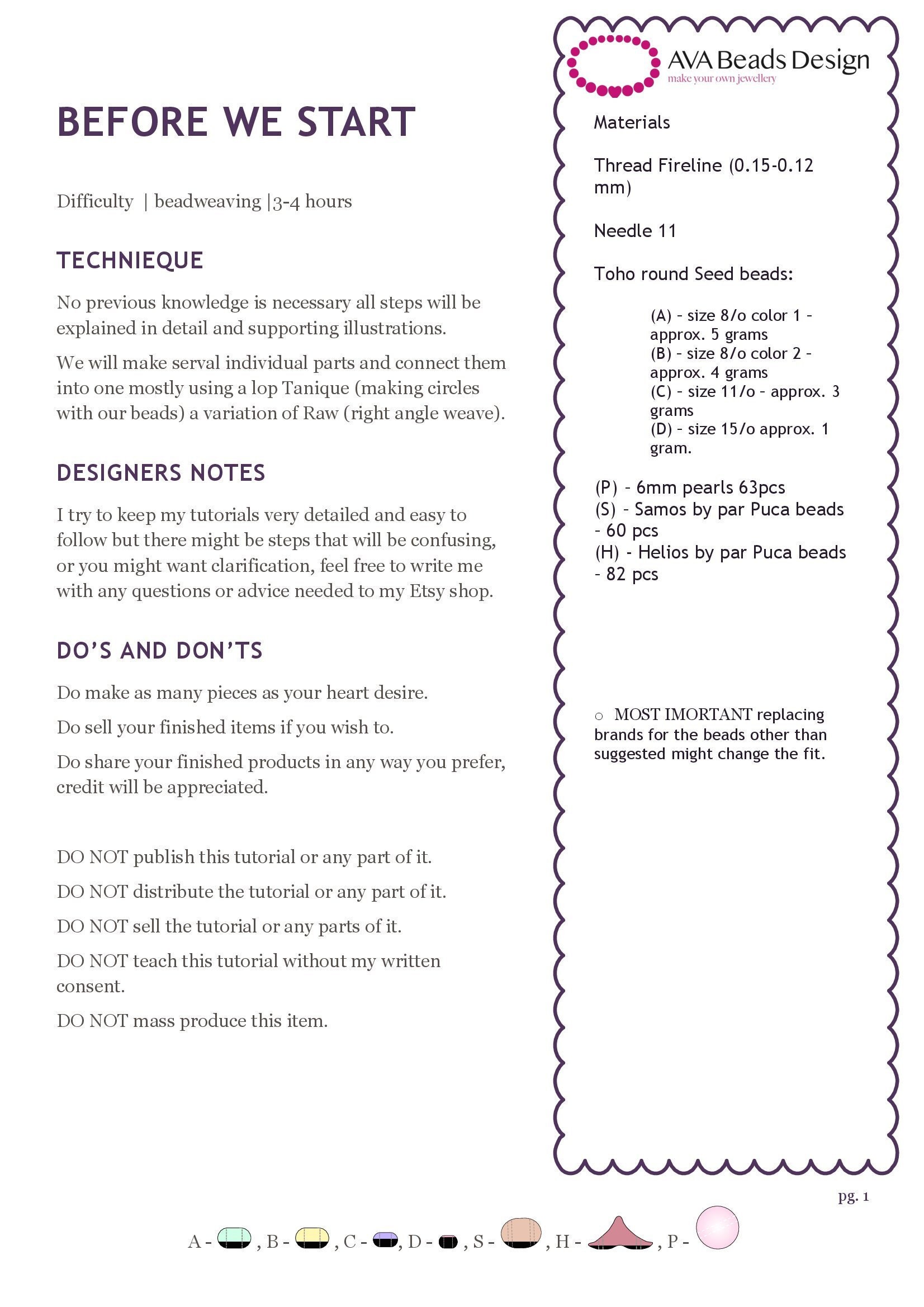 Beading Tutorial, Necklace Tutorial , Bracelet Tutorial , Beading ...