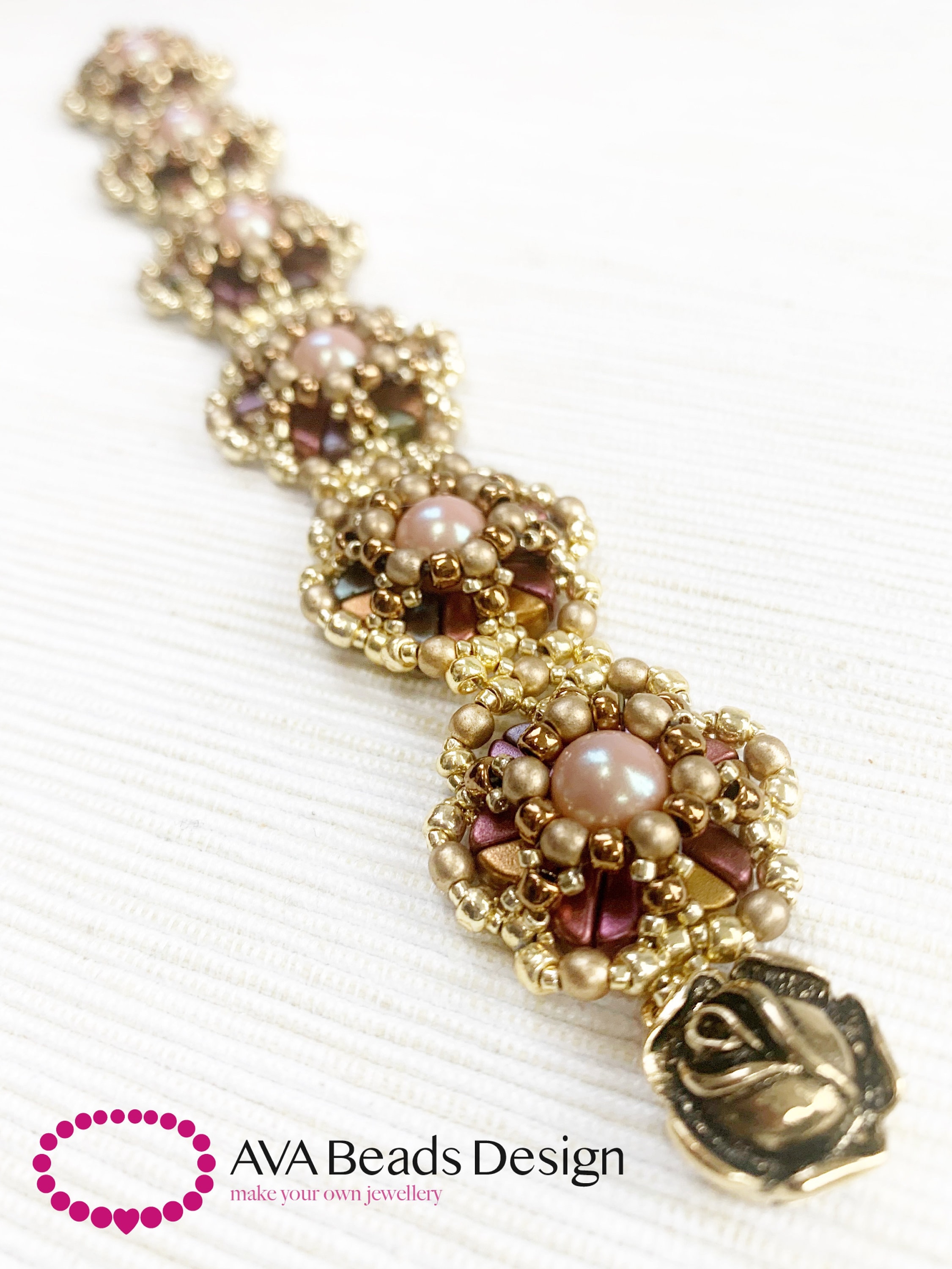 Flower Beaded Bracelet Tutorial, Beaded Bracelet Pattern, Dahlia Beaded ...